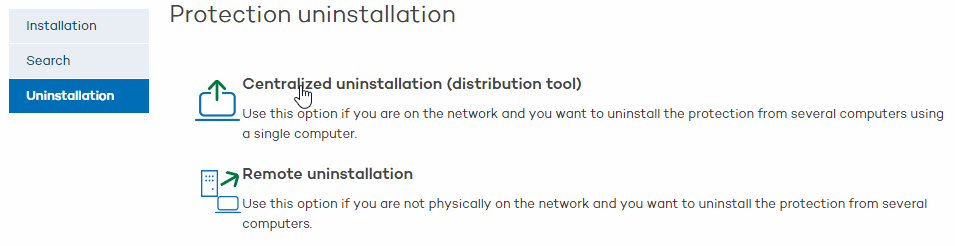 Centralized uninstallation