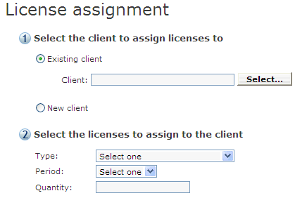 Manual assignment of licenses